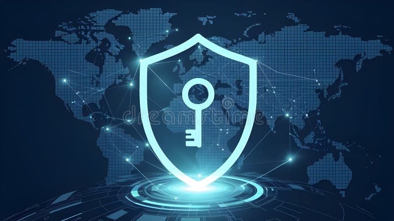 Global Network Security with Key Protection Icon Stock Illustration ...