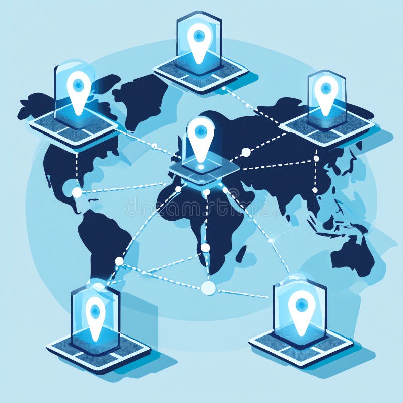 Global Network Security Location Tracking System Stock Illustration ...