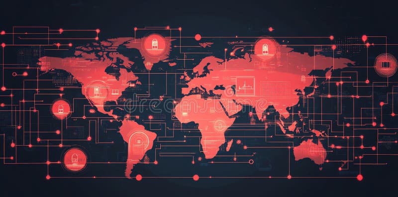 Global Network Security Map Stock Illustration - Illustration of ...