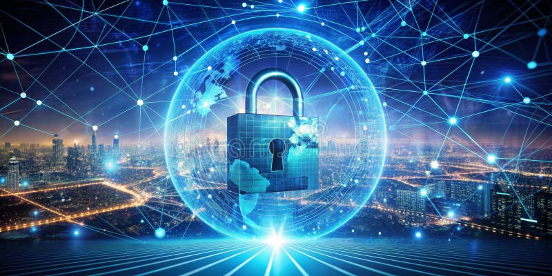 Global Network Security - Padlock Protecting the Earth Globe with ...