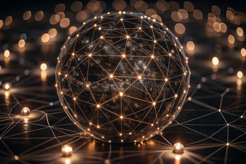 Global Network Sphere - Dark Abstract Background Stock Illustration ...
