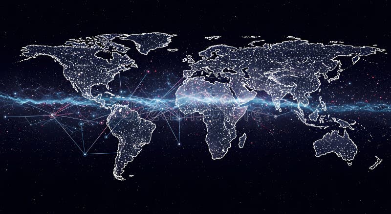 Global Network: a Stellar Constellation Map Stock Illustration ...