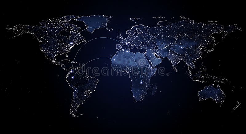 Global Network: a Stellar Map of Interconnectedness Stock Illustration ...