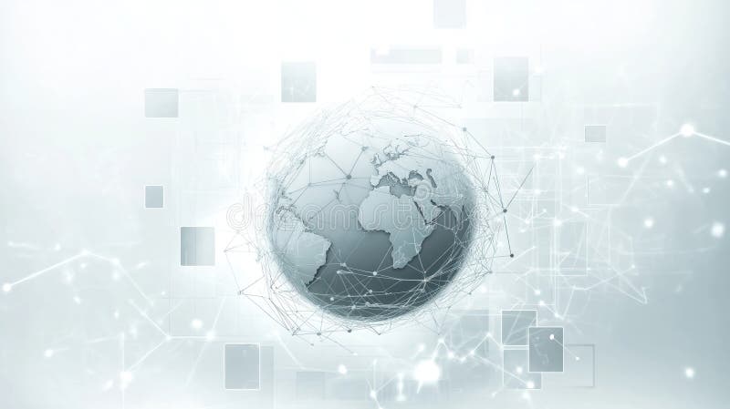 Global Network Tech Illustration. Earth Globe Surrounded by Network ...