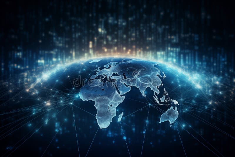 Global Network Technology Concept by Generative AI Stock Illustration ...