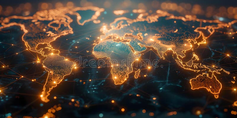 Global Network Technology Connecting Continents and Countries on ...