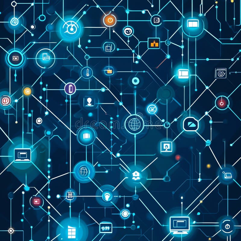 Global Network Technology Connections Digital Illustration Stock ...