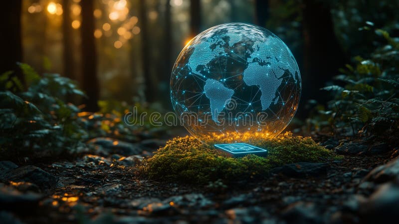 Global Network Technology in Natural Environment Stock Illustration ...