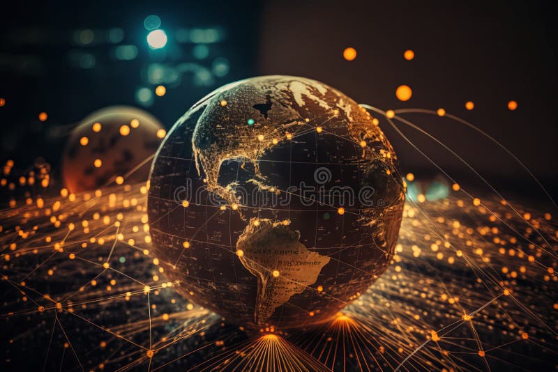 Global Network of Telecommunication on Earth Abstract World Technology ...