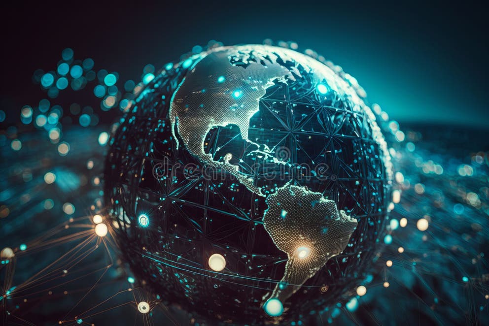 Global Network of Telecommunication on Earth Abstract World Technology ...