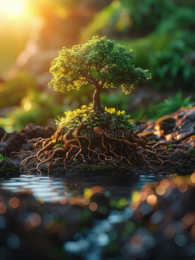 A Global Network of Tree Roots Symbolizing Interconnected Environmental ...