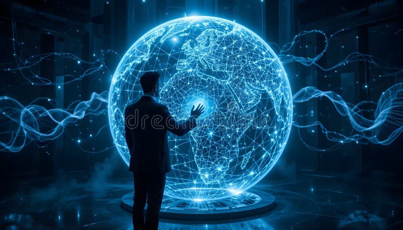 Global Network Visualization Stock Illustration - Illustration of ...