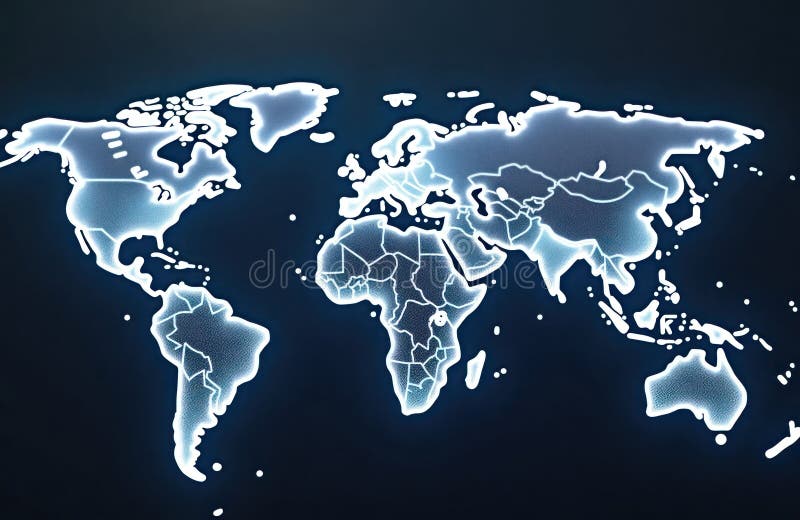 World Map with Highlighted Territories. Colored Continents with Global ...