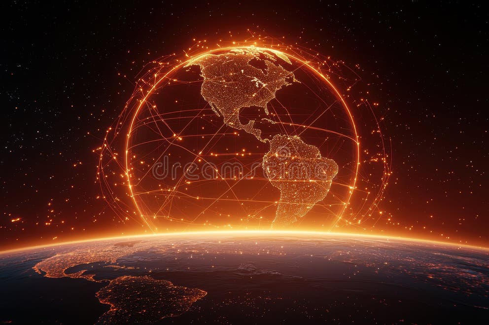 Global Network Visualization of Earth Digital Concept Space Night Sky ...