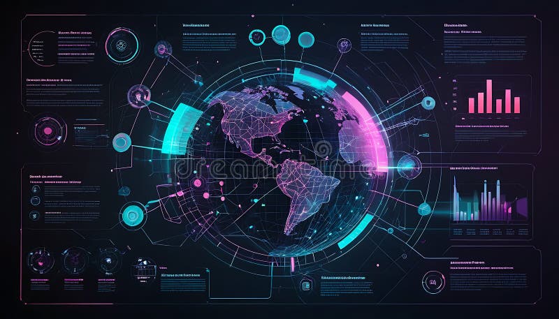 Global Network Visualization Stock Image - Image of artificial ...