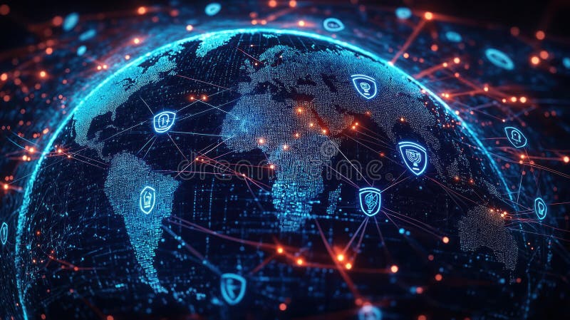 Global Network Visualization Showing Global Cyber Security Connections ...