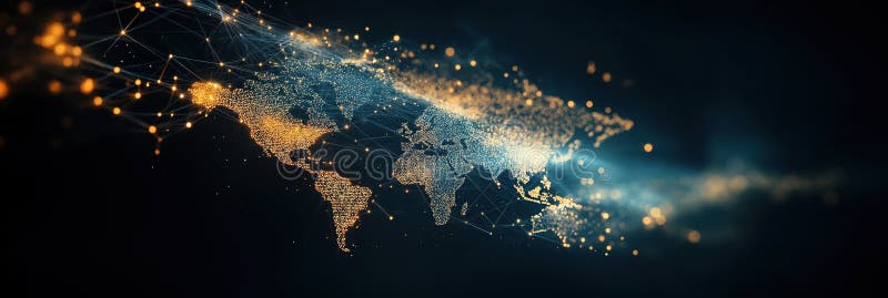 Global Network Visualization Shows Worldwide Data Exchange. Futuristic ...