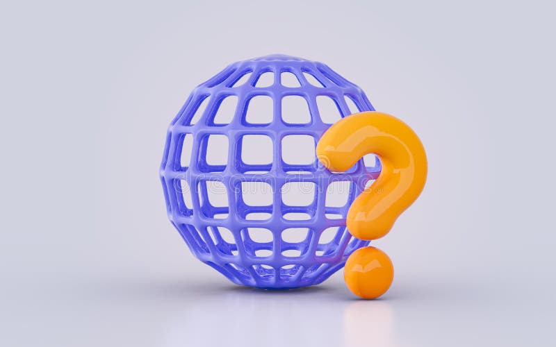 Global Network Warning Globe with Question Mark Icon 3d Render Concept ...