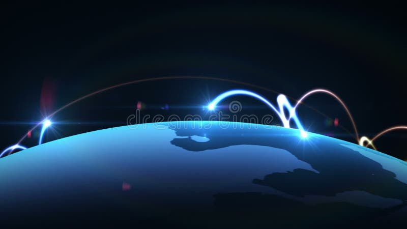 Global Network Connection Visualization Showing Data Transfer Across ...