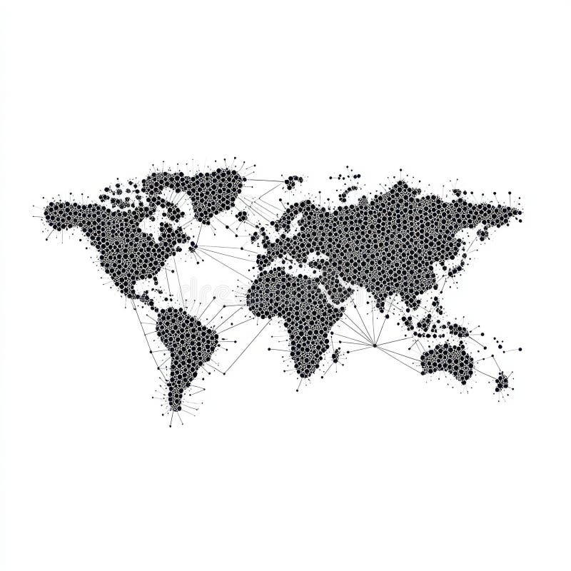 Global Network World Map Dotted Pattern Abstract Design Isolated on a ...