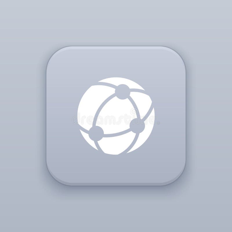 Global Network, World Network Gray Vector Button with White Icon Stock ...