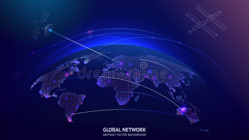Global Networking Communication Concept with Satellites Stock Vector ...