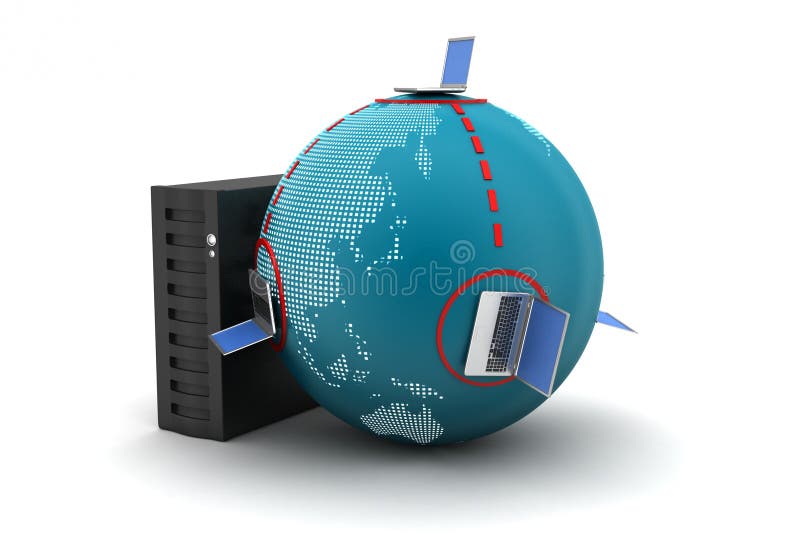 Global Networking Concept with Server Stock Illustration - Illustration ...