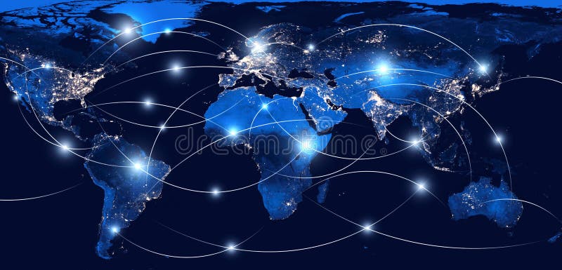Global Networking And International Communication World Map As A