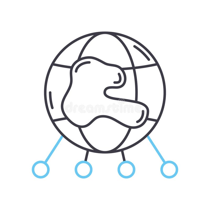 Global Networking Line Icon, Outline Symbol, Vector Illustration ...