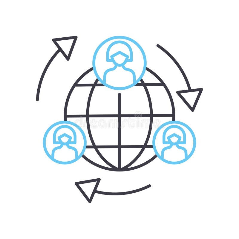 Global Networking Line Icon, Outline Symbol, Vector Illustration ...