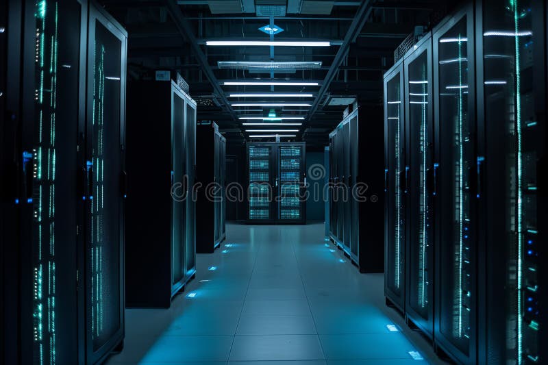 Global Networking: a Server Room Connecting the World Stock ...