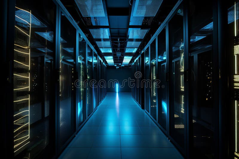 Global Networking: a Server Room Connecting the World Stock ...
