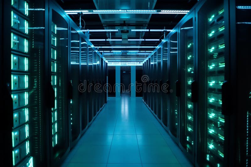 Global Networking: a Server Room Connecting the World Stock ...