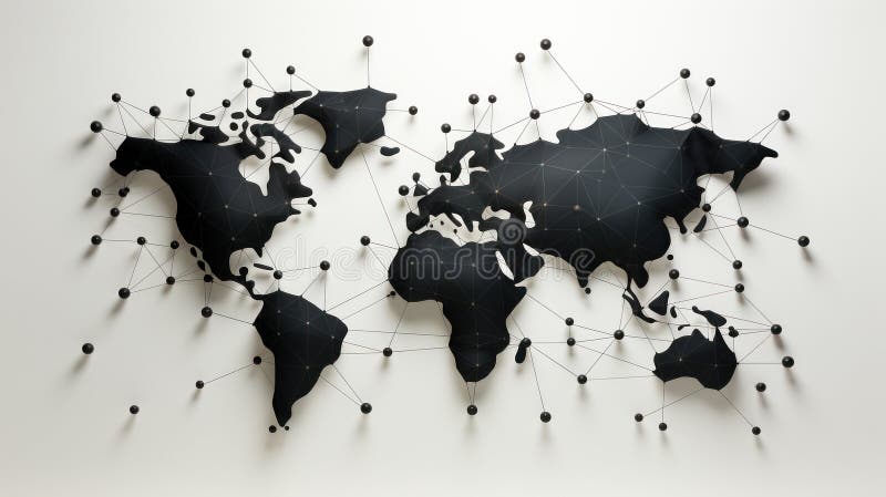 Global Nexus: Minimalistic Monochrome Network Stock Photo - Image of ...