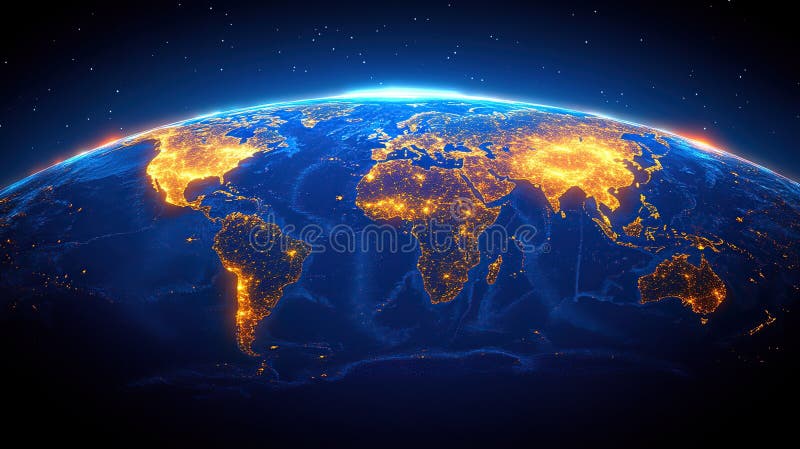 Global Night Lights Map of Earth from Space Stock Illustration ...