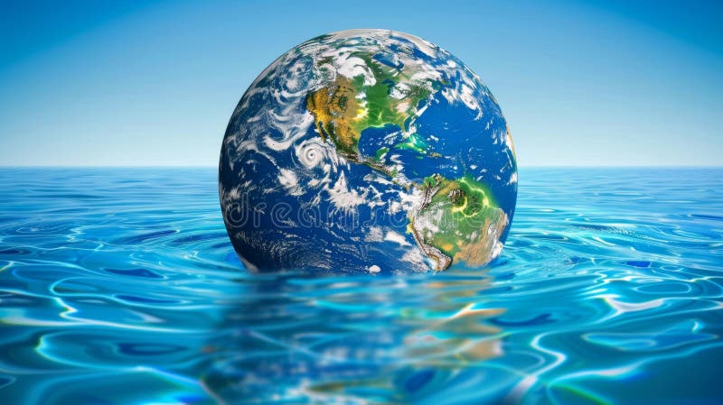 Global Ocean Conservation Concept with Earth in Water Stock Image ...