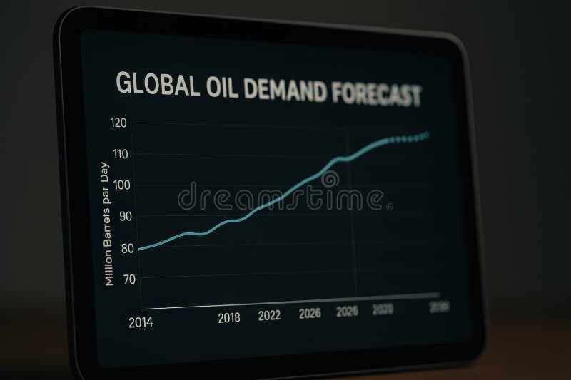 Global Oil Demand Forecast Chart Visualized on Digital Screen with ...