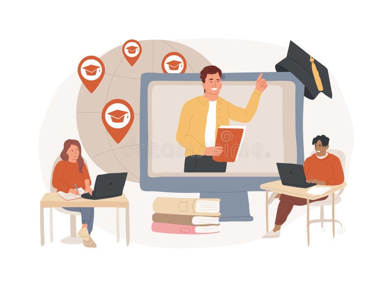 Global Online Education Isolated Concept Vector Illustration. Stock ...