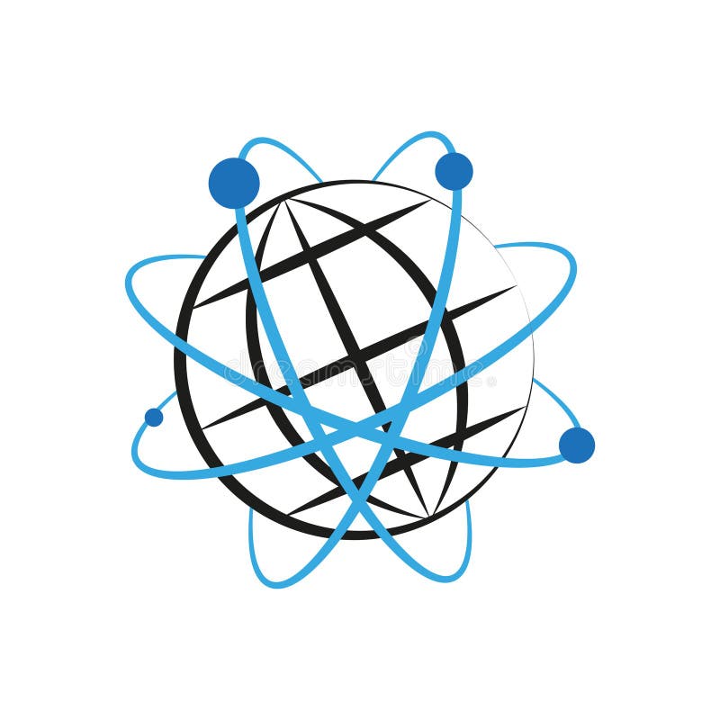 Global Orbit Icon. Abstract World Vector. Geometric Sphere Shape. Blue ...