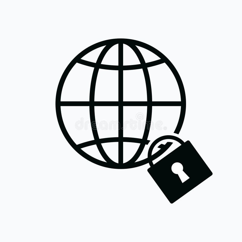 Padlock and Globe Secure Symbol Vector Illustration Stock Vector ...