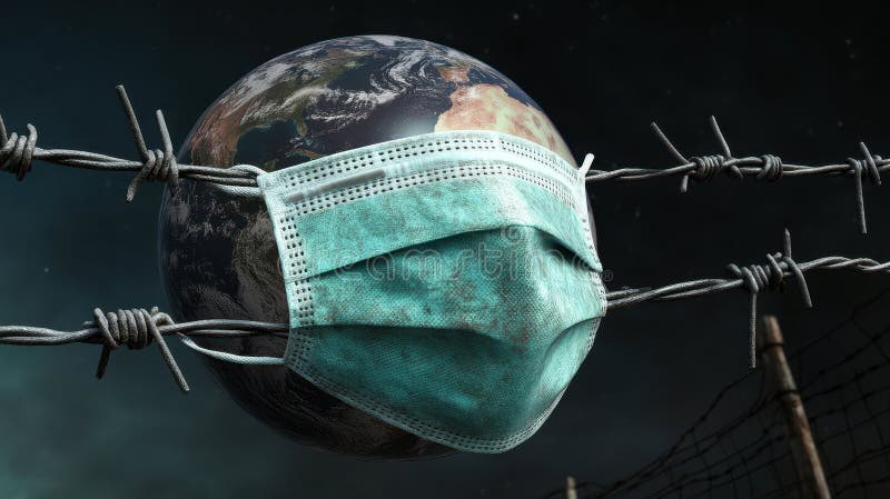 Global Pandemic: Earth Under Mask, Bound by Barbed Wire - a Stark ...
