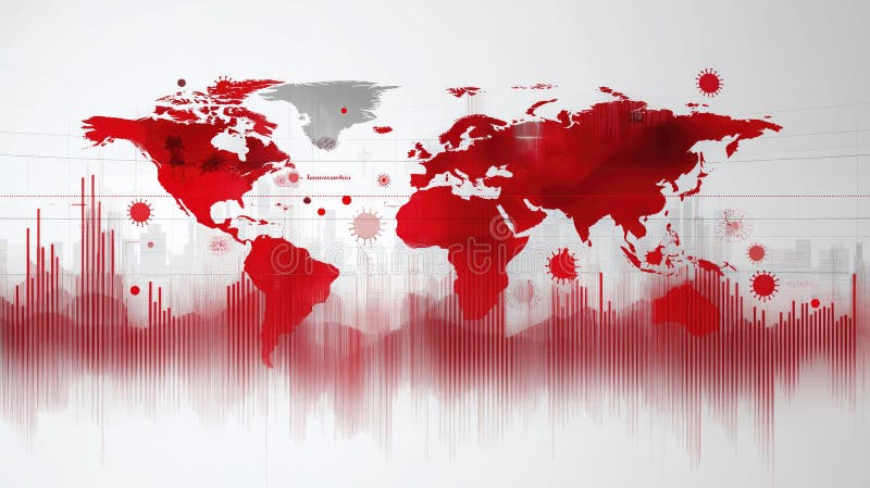 Global Pandemic Impact: Red World Map with Infection Spread and Data ...