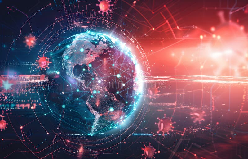 Global Pandemic Network: Earth & Virus Stock Illustration ...