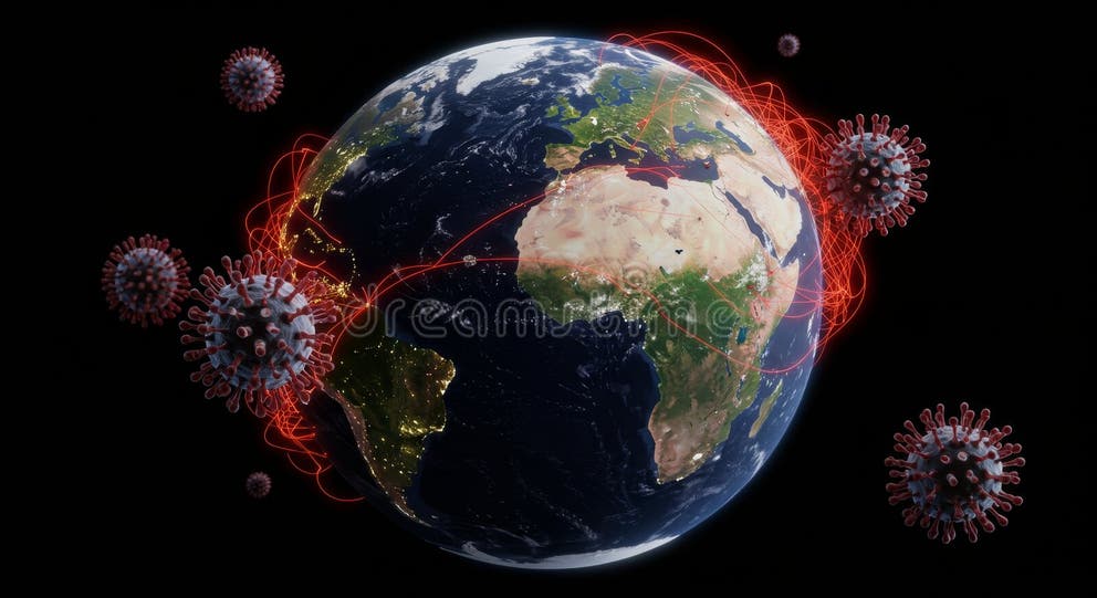 Global Pandemic Visualization a 3D Model Shows the Earth Enveloped by ...