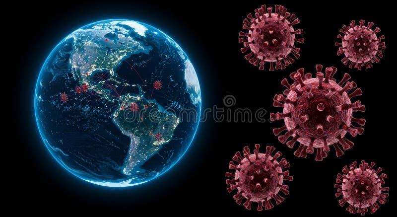 Global Pandemic Visualization a 3D Showing the Earth at Night with ...
