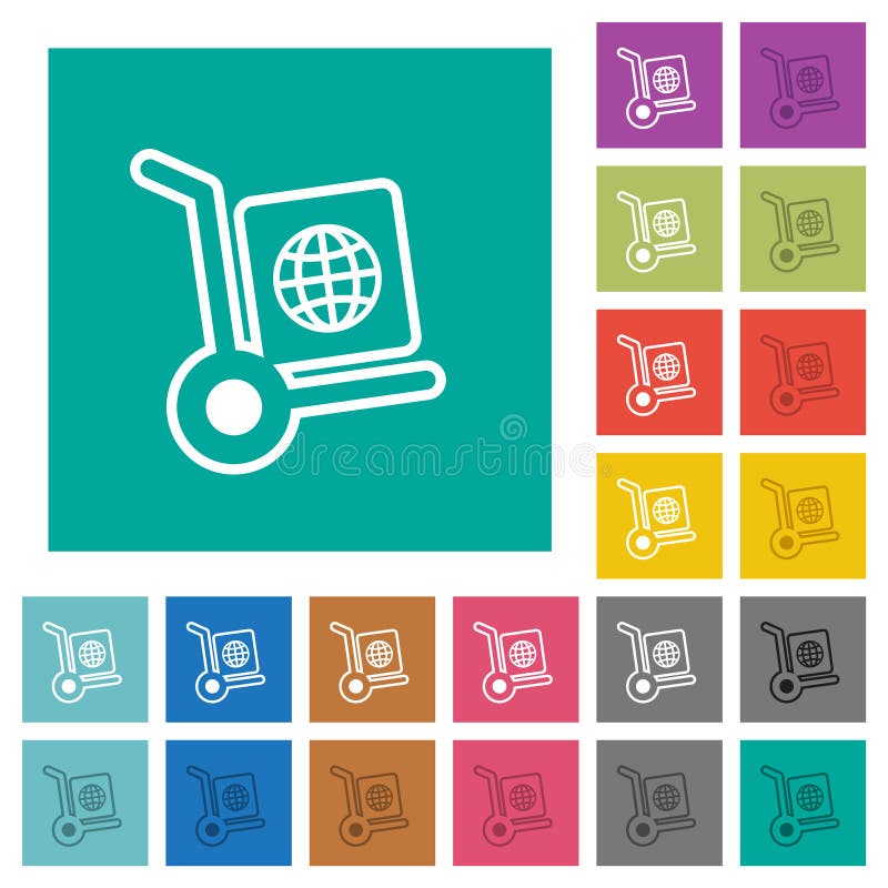 Global Parcel Delivery Outline Square Flat Multi Colored Icons Stock ...