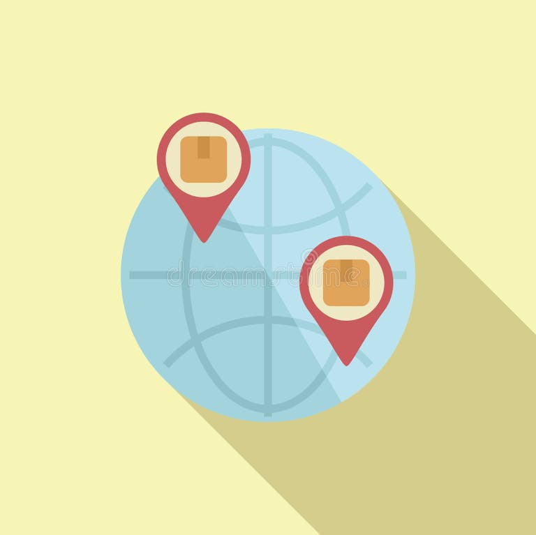 Global Parcel Location Icon Flat Vector. Transport Dispatch Stock ...