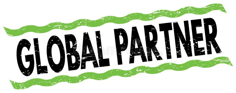 GLOBAL PARTNER Text on Green-black Lines Stamp Sign Stock Illustration ...