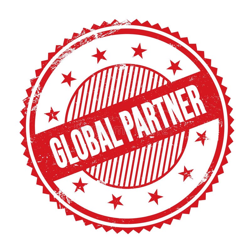 GLOBAL PARTNER Text Written on Red Grungy Round Stamp Stock ...