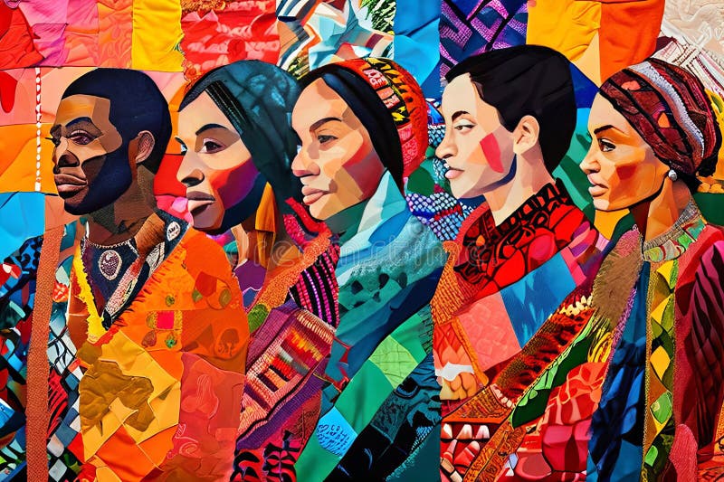Global Patchwork a Collage Artwork Featuring a Diverse Group of Stock ...
